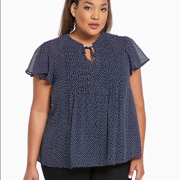 torrid | Tops | Torrid Heart Print Chiffon Pleated Tie Front Top | Poshmark